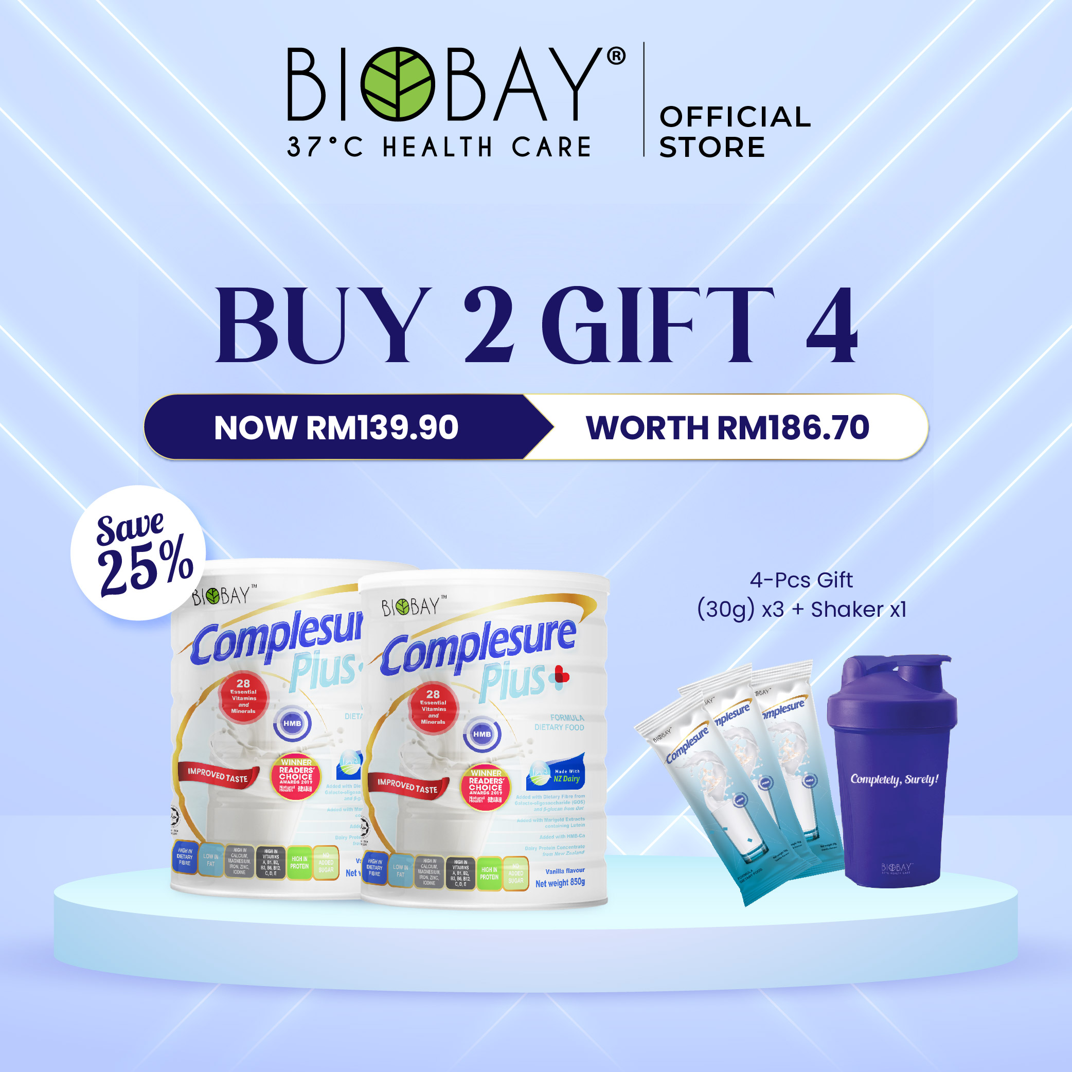 [B2F4] Complesure Plus Improved Taste (850g) [Twin Pack] - Biobay 37°C ...